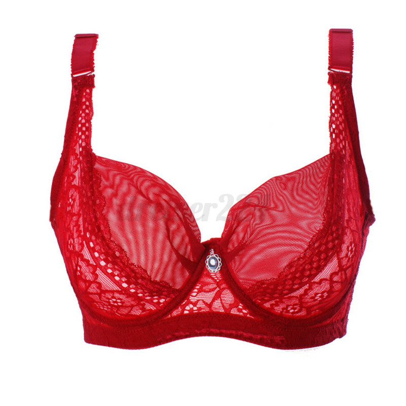 Sexy Lace Sheer Full Cup Non Padded Support Push Up Under Wired Bra B C